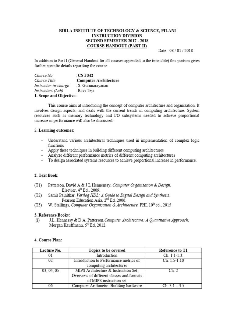 Cs f342 Computer Architecture1 | PDF | Cpu Cache | Office Equipment