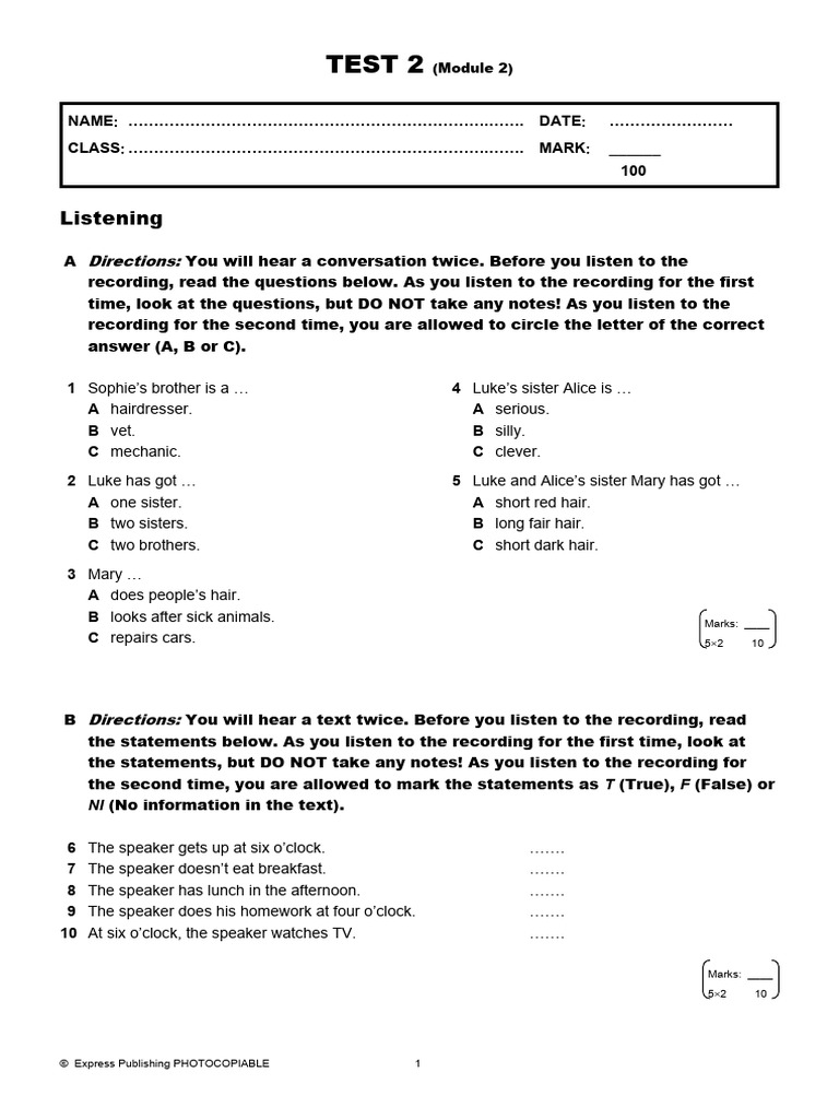 Listening and Reading Comprehension Test | PDF
