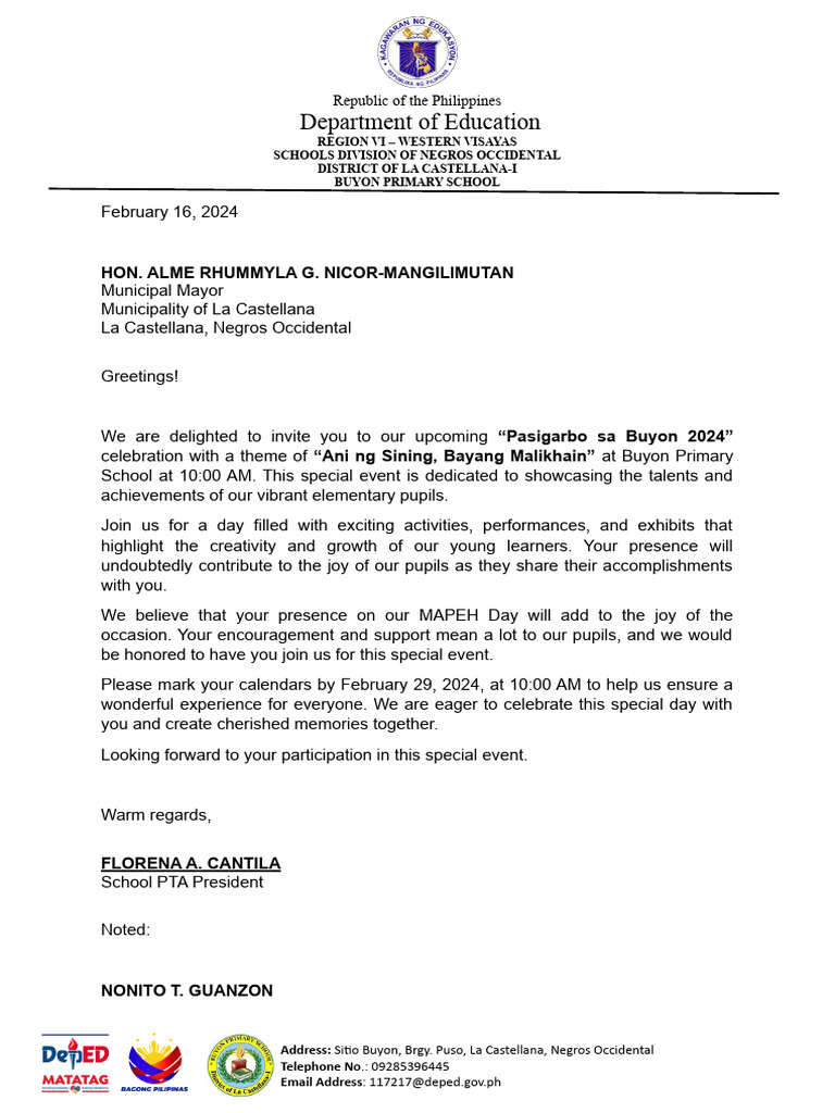 Letter of Invitation Primary Day - Edited | PDF