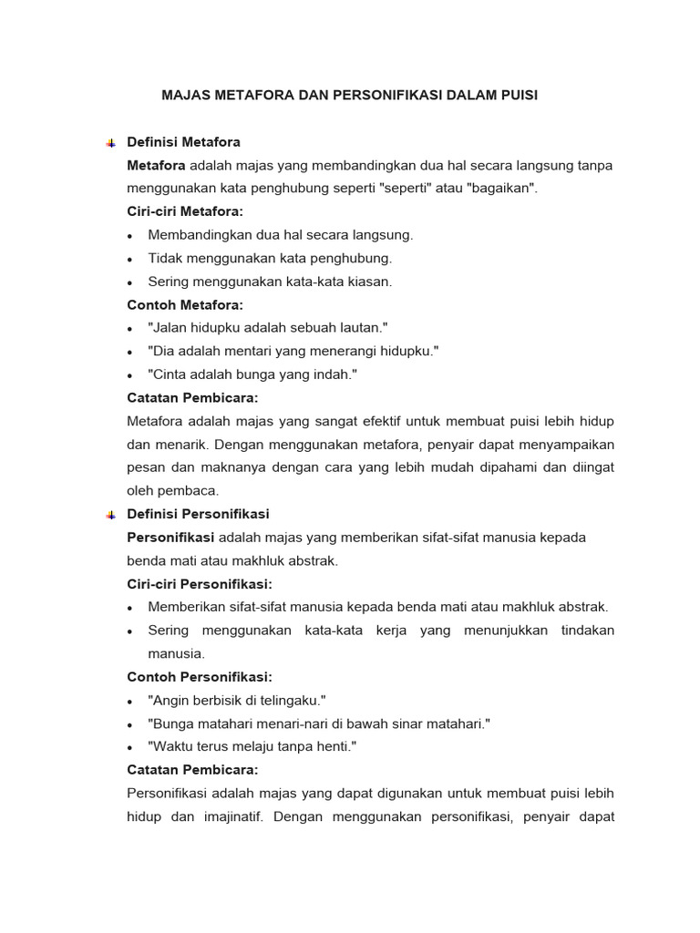 Slides Tentang Majas Metafora Dan Personifikasi Dalam Puisi | PDF