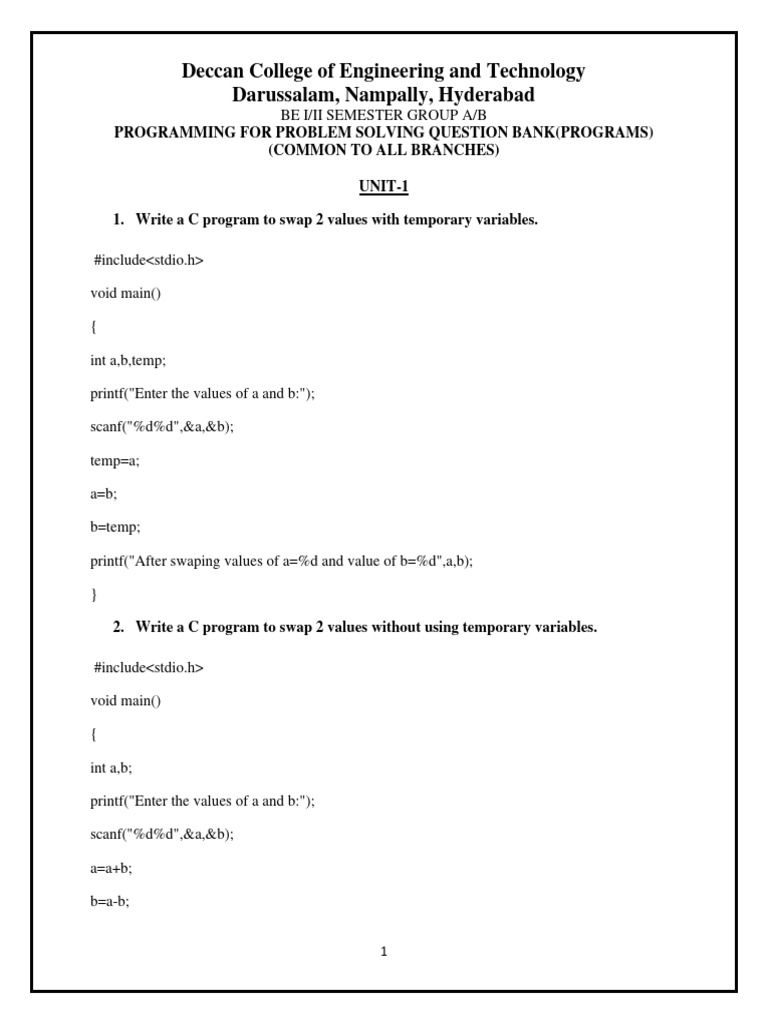 PPS PROGRAMS QUETSION BANK | PDF | Theoretical Computer Science | Computer Engineering