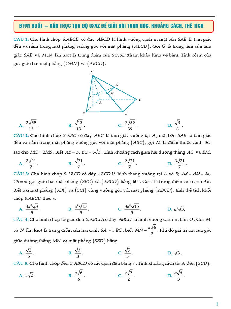 BTRL gắn trục Oxyz | PDF