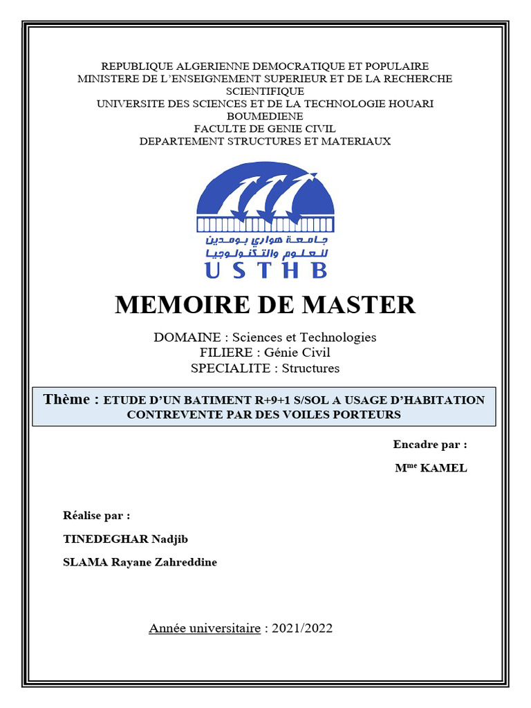 Memoire Master 2021 2022 3 | PDF | Résistance des matériaux | Béton armé