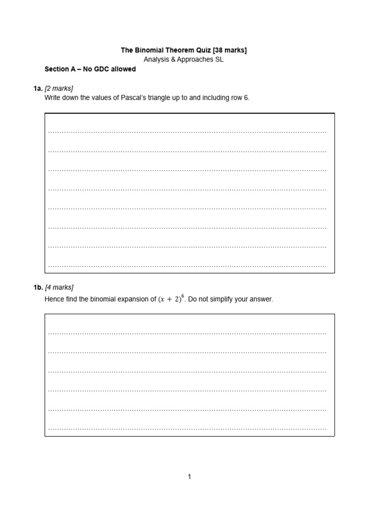 The Binomial Theorem Quiz | Download Free PDF | Number Theory | Mathematics