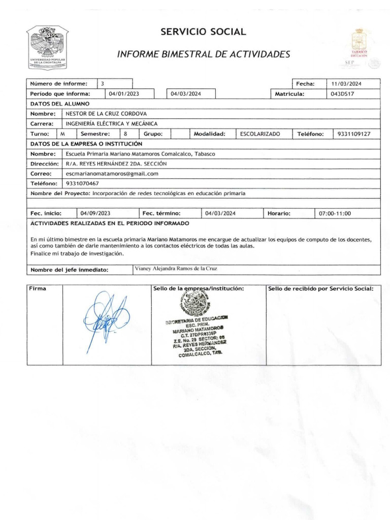 SS Informe Bimestral de Act. | PDF