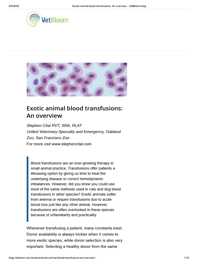 08 - Exotic Animal Blood Transfusions - Anexo Unidad B - 5 | PDF ...