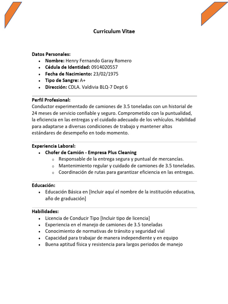 2-Curriculum Vitae Henry Garay - Signed | PDF