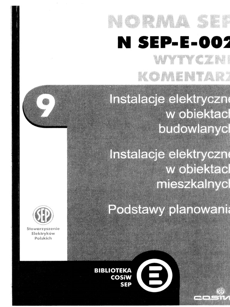 N SEP-E-002 Instalacje Elektryczne W Obiektach Mieszkalnych Podstawy Planowania | PDF