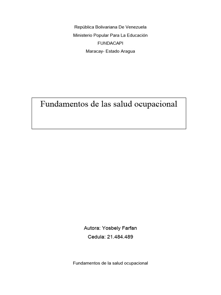 Fundamento de La Salud | PDF | Seguridad y salud ocupacional | Factores humanos y ergonomía