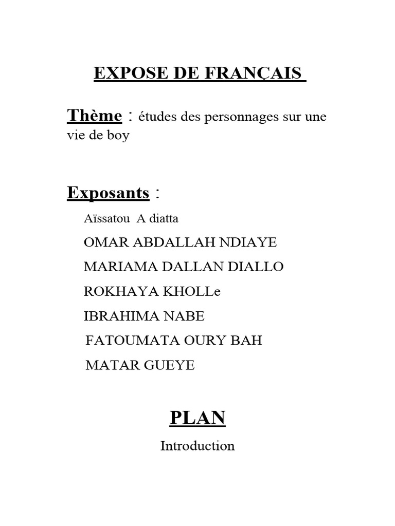 Étude des personnages dans "Une vie de boy" | PDF | Mystère, thriller ...