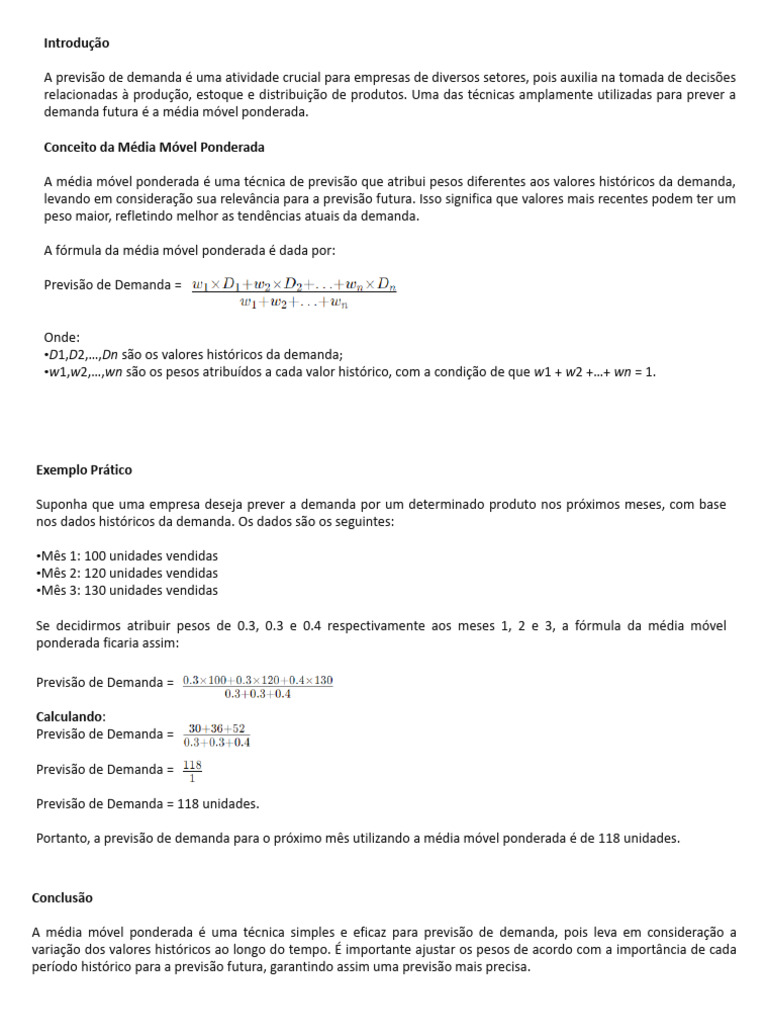 Método Media Movel Ponderada | PDF