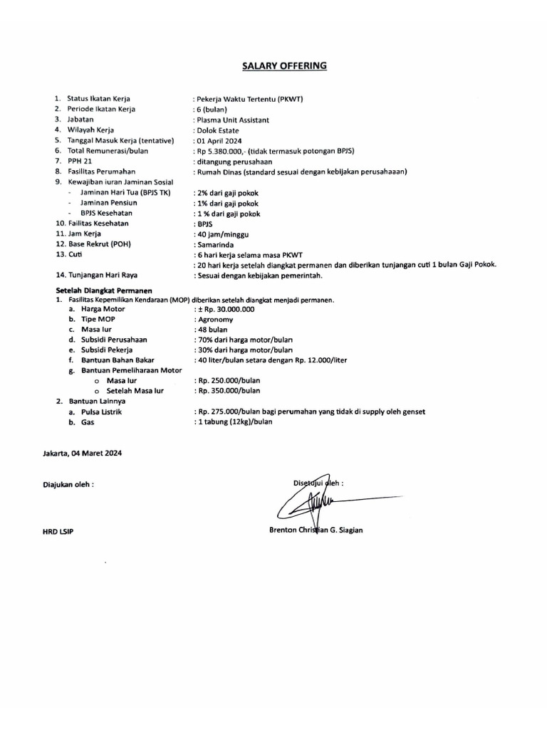 Salary Offering | PDF