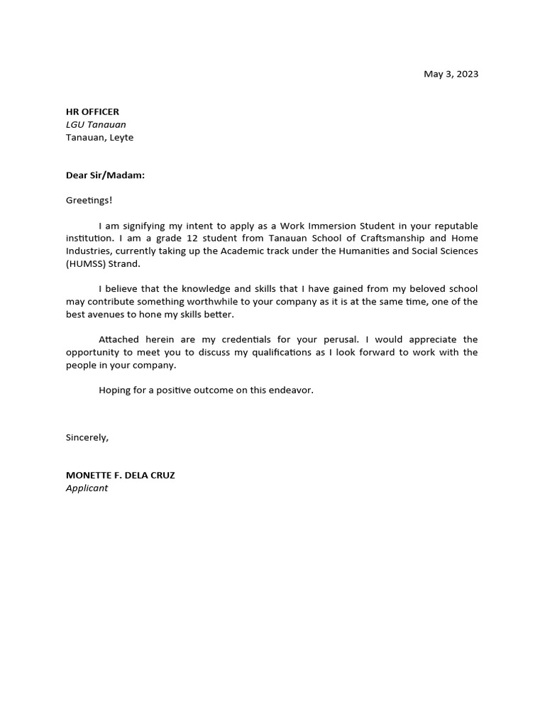 Application Letter Template | PDF