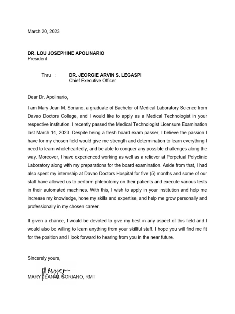 Sample APP LETTER | PDF