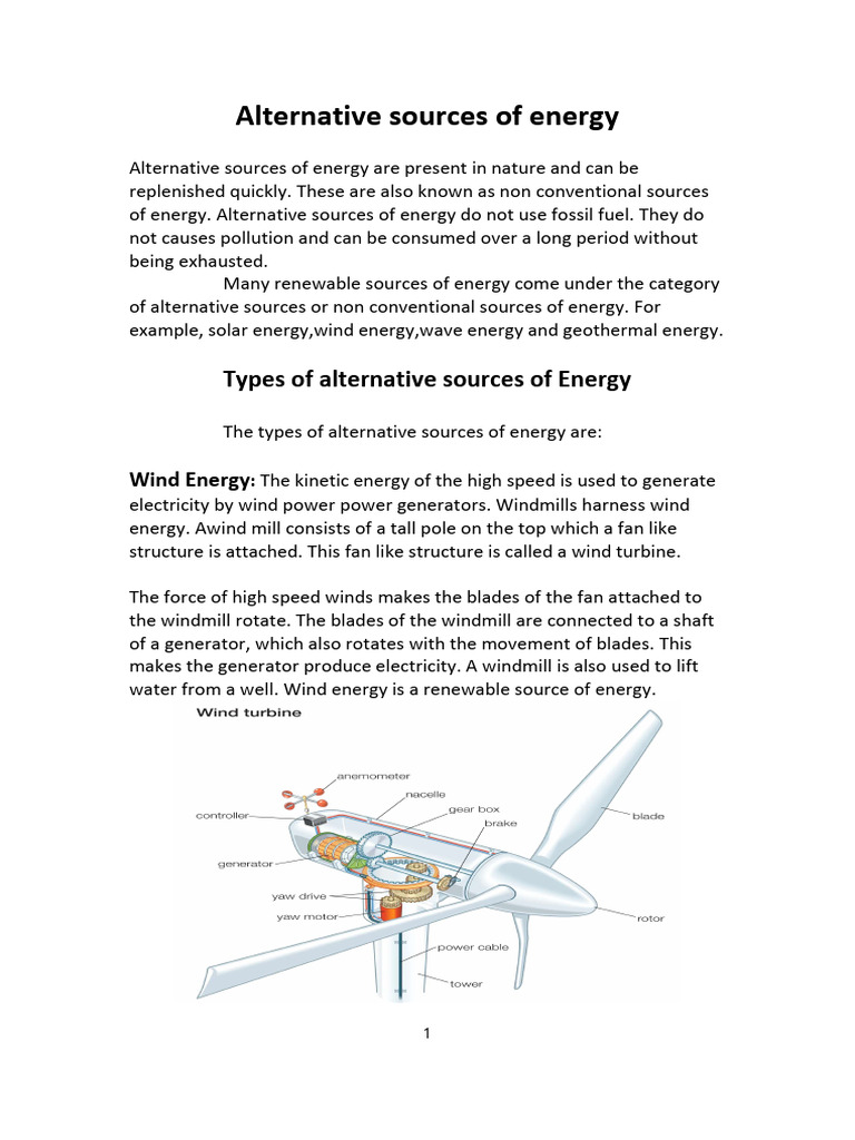 Types of Alternative Sources of Energy | PDF