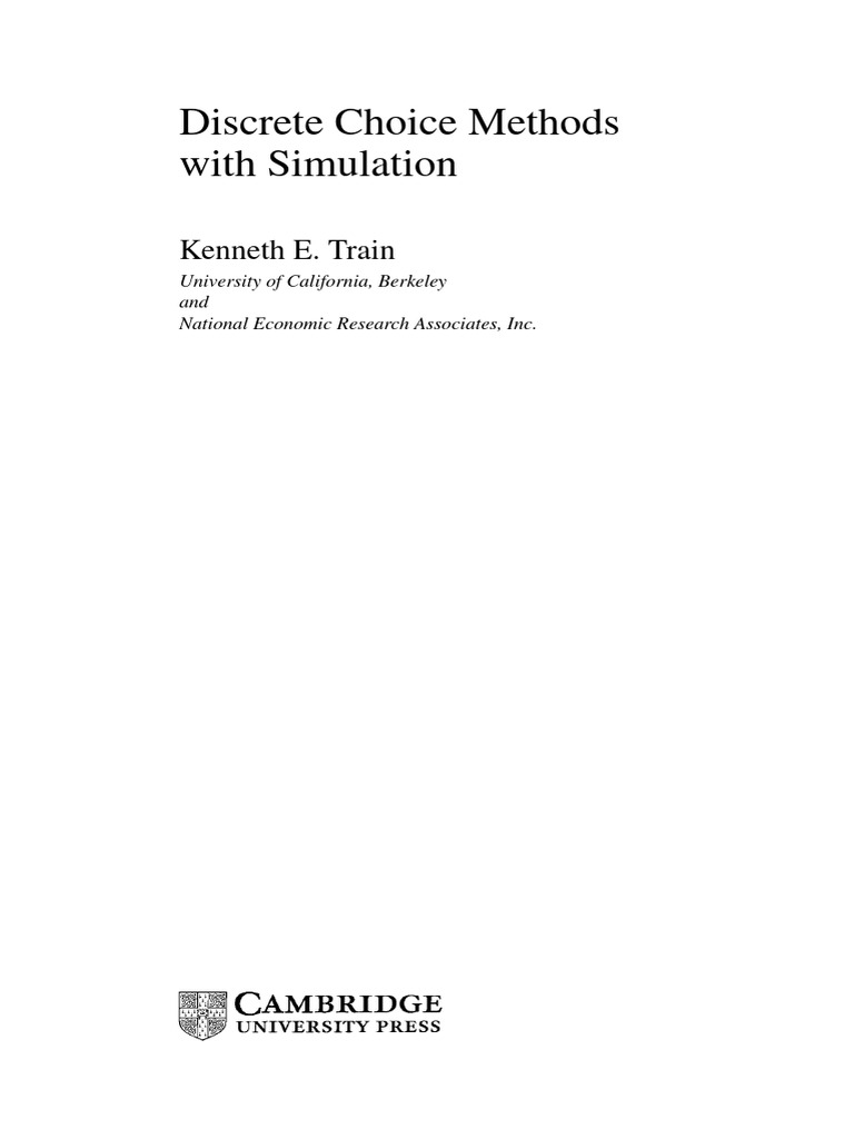 Train, K. (2003) - Discrete Choice Methods With Simulation | PDF | Regression Analysis ...