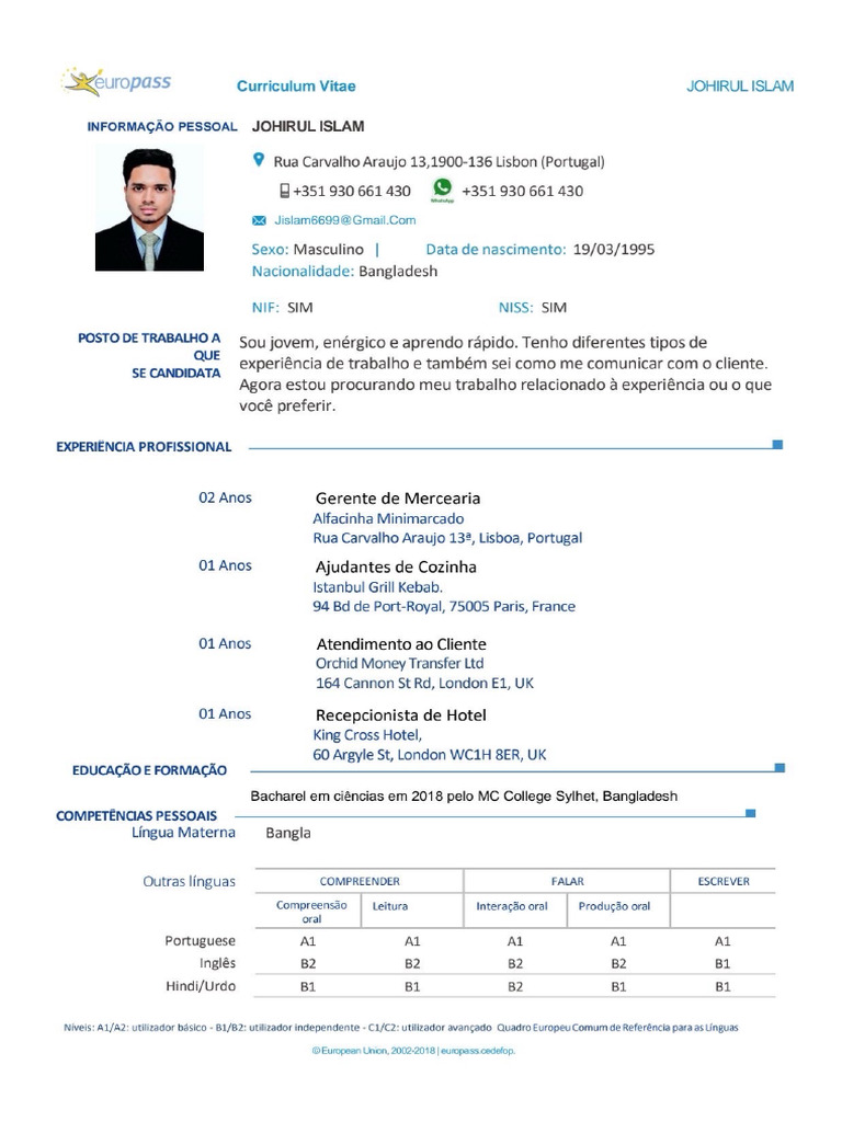 Cv Johirul Islam | PDF