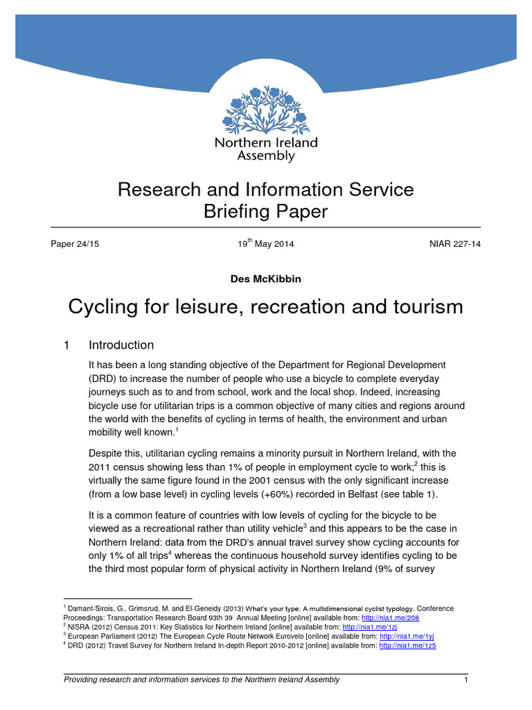 Cycling for leisure, recreation and tourism | PDF | Tourism | Land ...