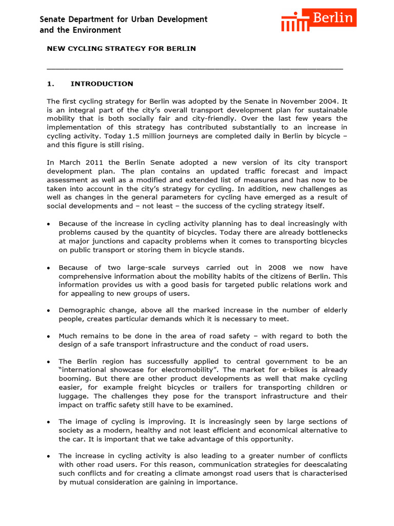 New cycling strategy for berlin | PDF