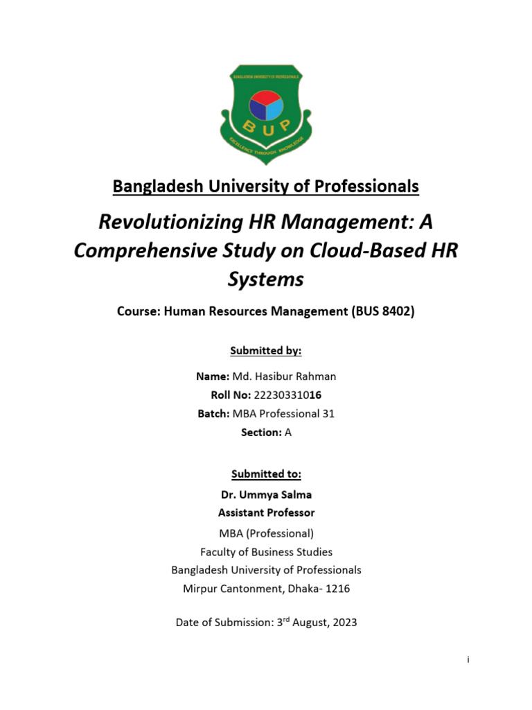 Revolutionizing HR Management: A Comprehensive Study on Cloud-Based HR ...