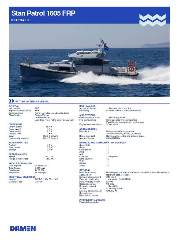 16m Patrol Vessel - Damen Stan Patrol-1605 | PDF | Ships | Marine ...