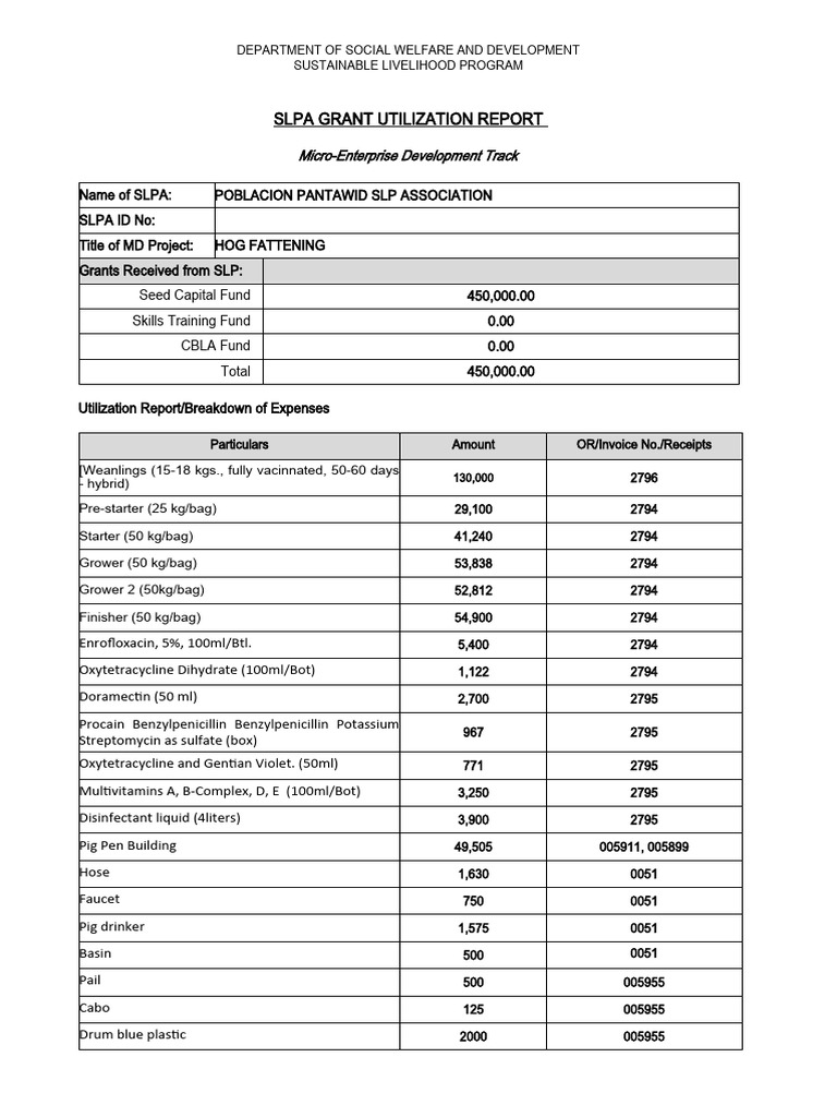 2.0 - Annex-42-REG.-SLPA-Grant-Utilization-Report (Repaired) | PDF