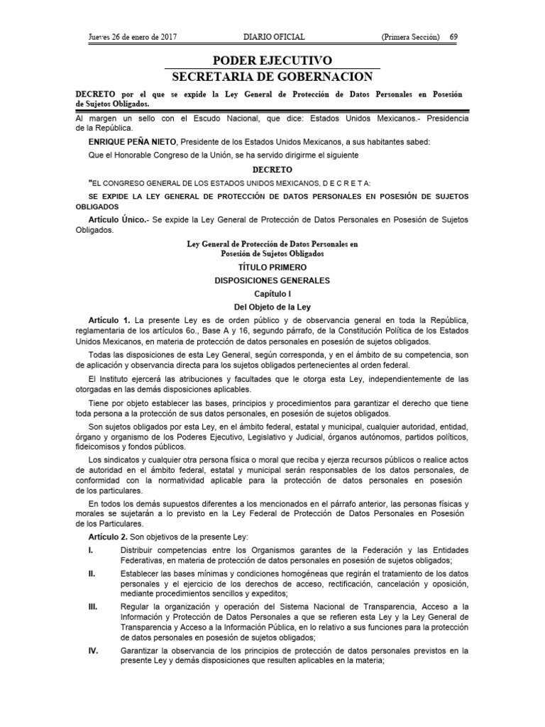 Ley de Protección de Datos Personales 2017 | PDF | La seguridad ...