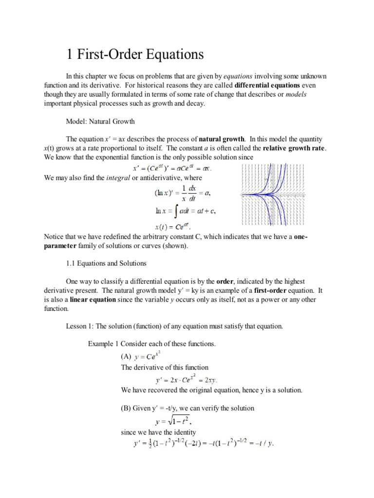 Notes On First Order Equations-1 | PDF | Equations | Ordinary ...