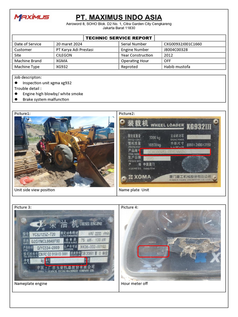 Service report inspection xg932 cilegon | PDF | Piston | Internal ...