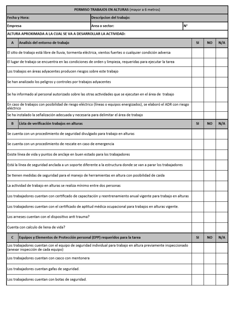 Anexo PTS Para T Altura Mayor a 6 Mts Segun Resol 61-23 | PDF