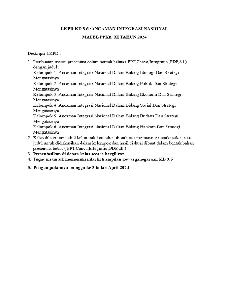 LKPD PPKN ANCAMAN INTEGRASI-1 | PDF