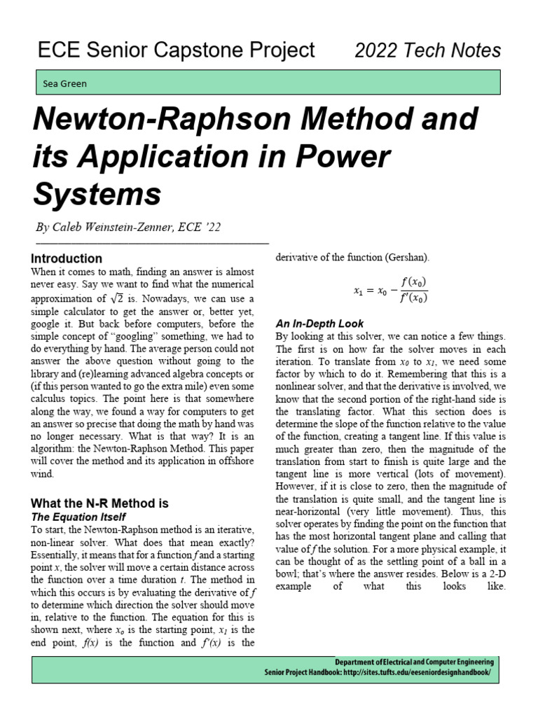 Newton-Raphson Method and Its Application in Power Systems | PDF