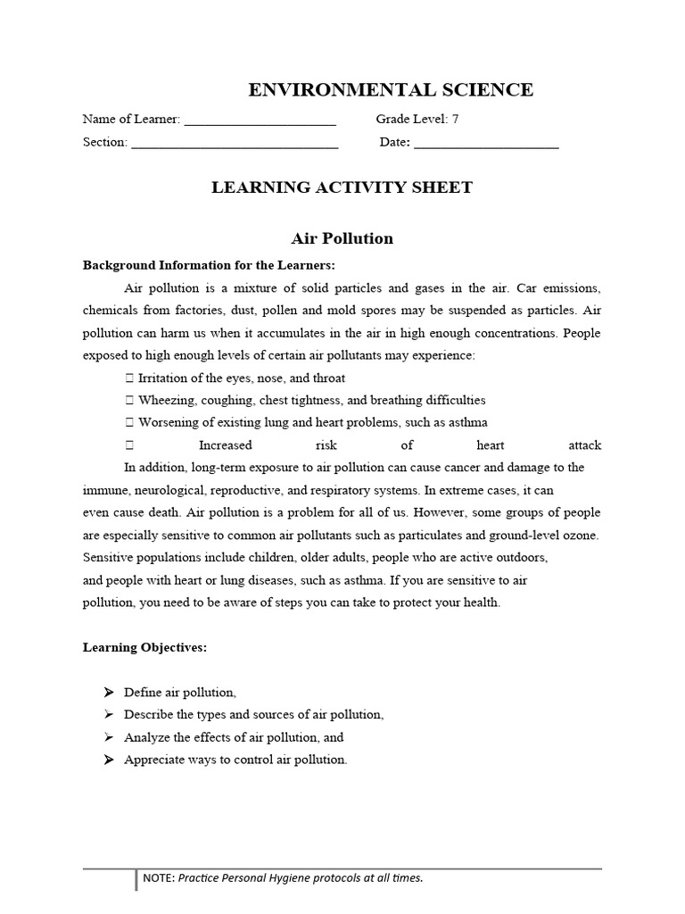 Q3-LAS-4-Air-Pollution 7 Envi Scie | PDF | Air Pollution | Atmosphere ...