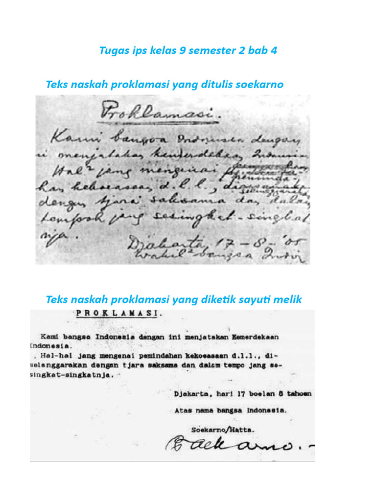 Teks Naskah Proklamasi Kemerdekaan | PDF