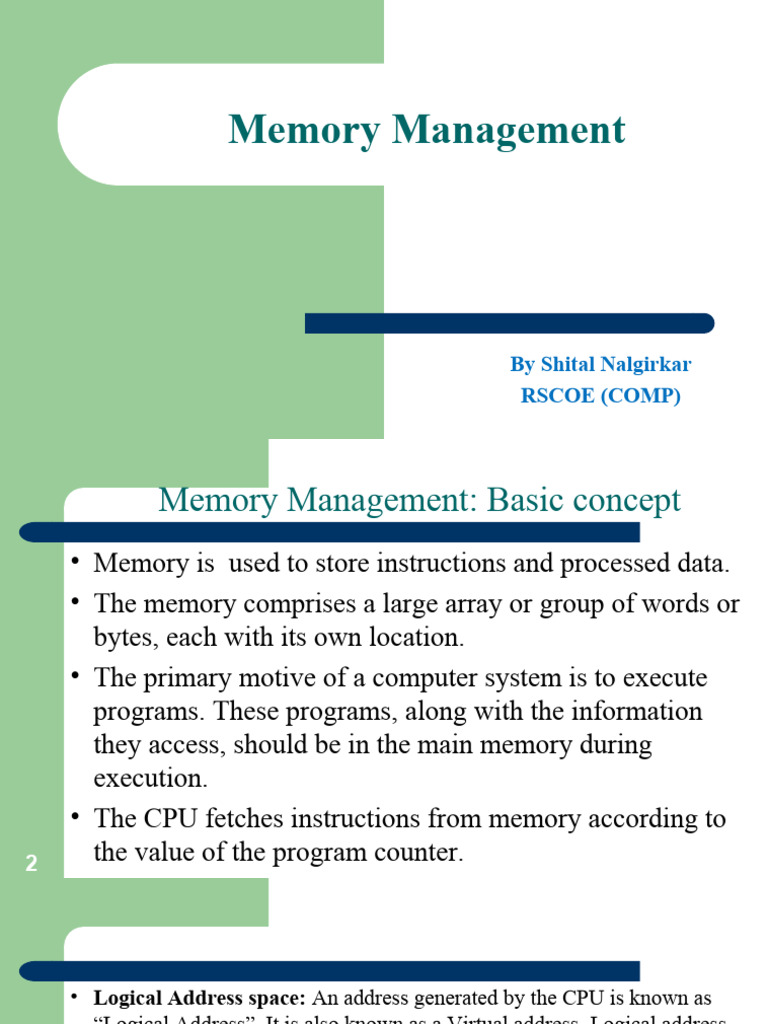 Memory Management Concepts Explained | PDF | Business | Computers