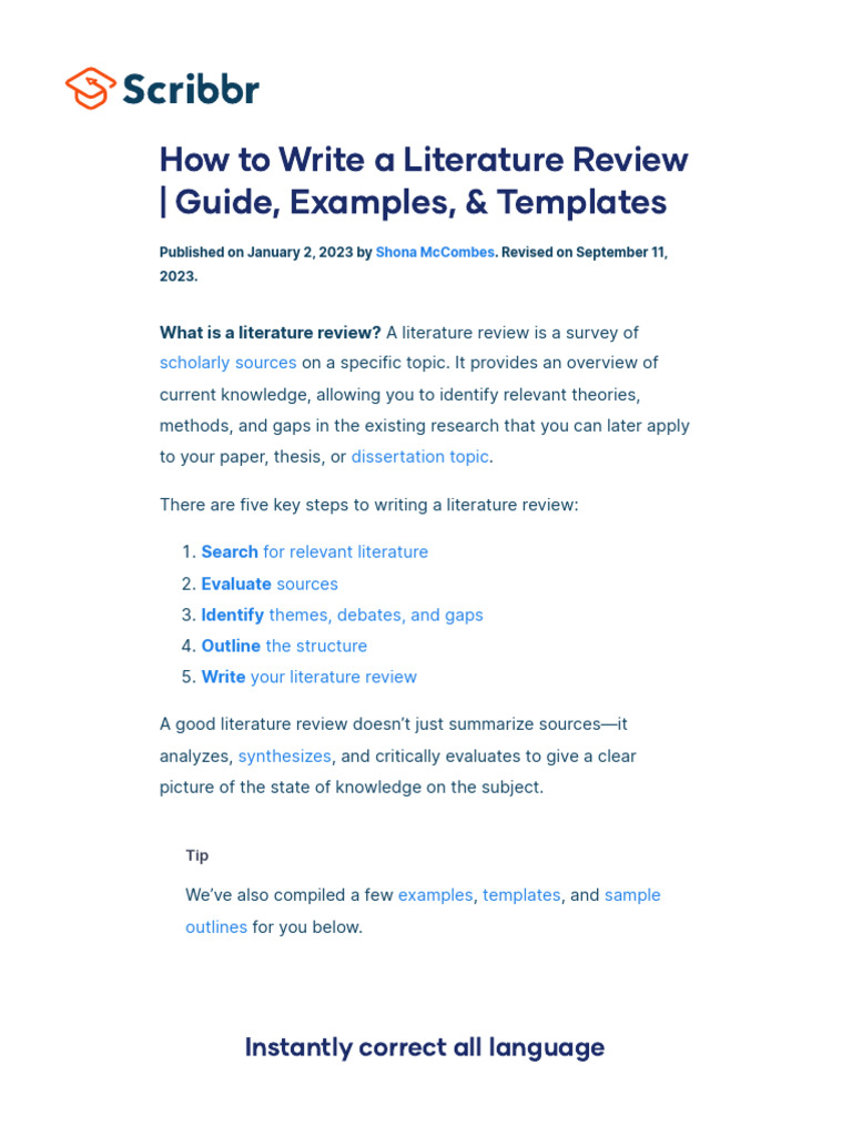 How To Write A Literature Review - Guide, Examples, & Templates | PDF ...