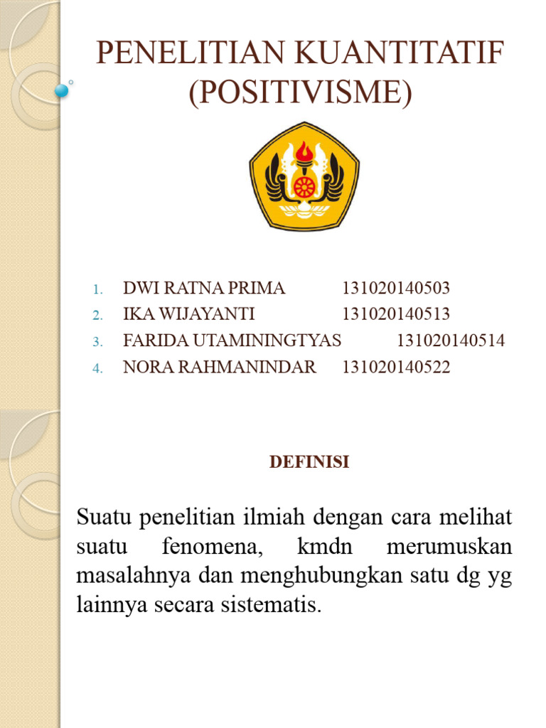 Metode Penelitian Kuantitatif Positivistik | PDF | Karier ...