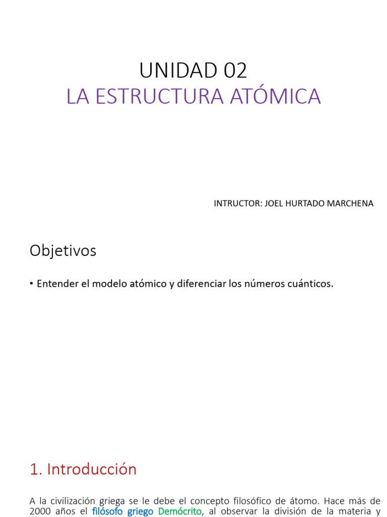 UNIDAD 02 ESTRUCTURA ATÓMICA | PDF | Átomos | Núcleo atómico
