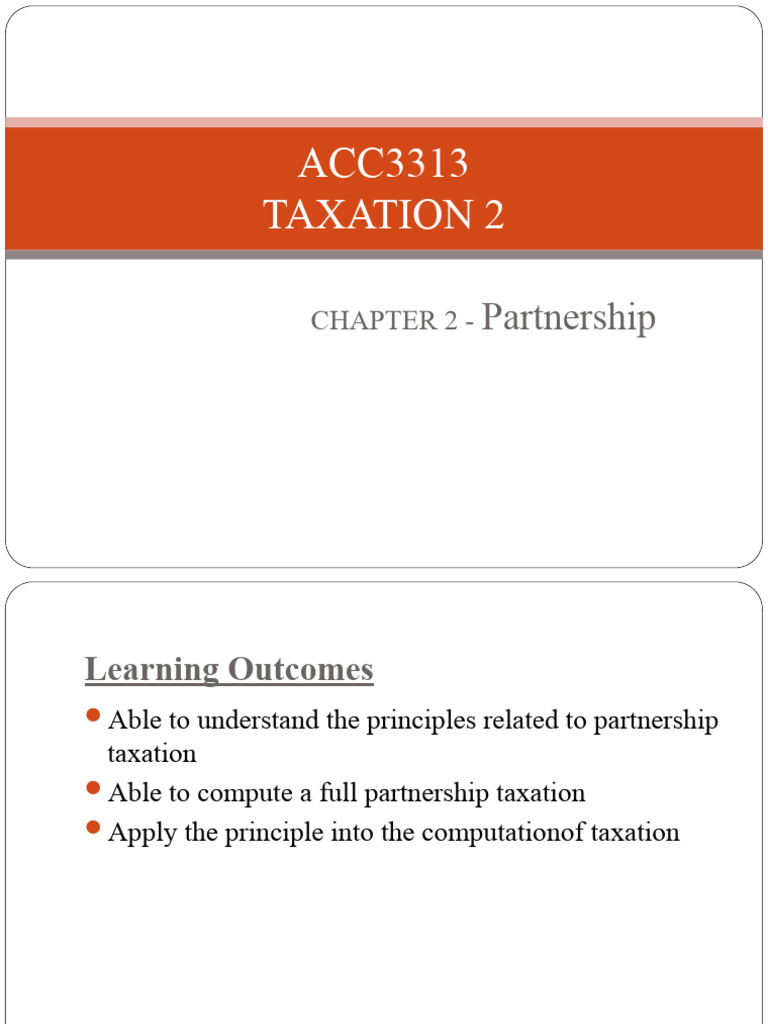Partnership Taxation Principles Explained | PDF | Partnership | Taxes