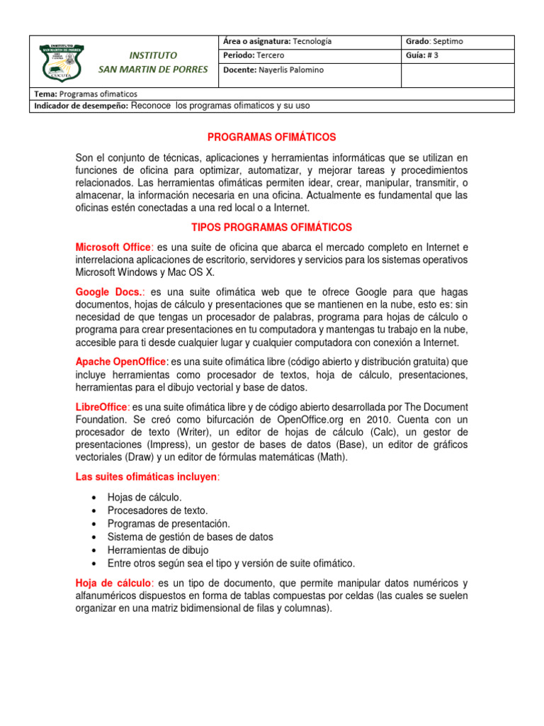 Tecnologia 7° Semana 3 | Descargar gratis PDF | Procesador de textos ...