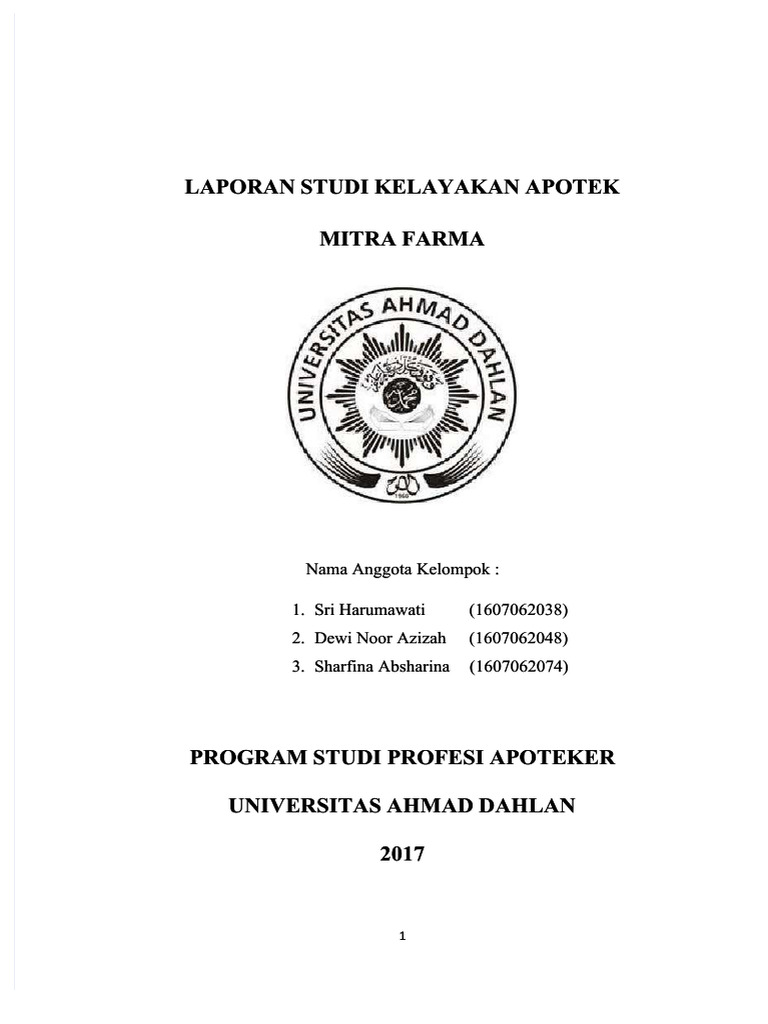 PDF Laporan Studi Kelayakan Apotek Uad Newww Fixdocx - Compress | PDF | Bisnis