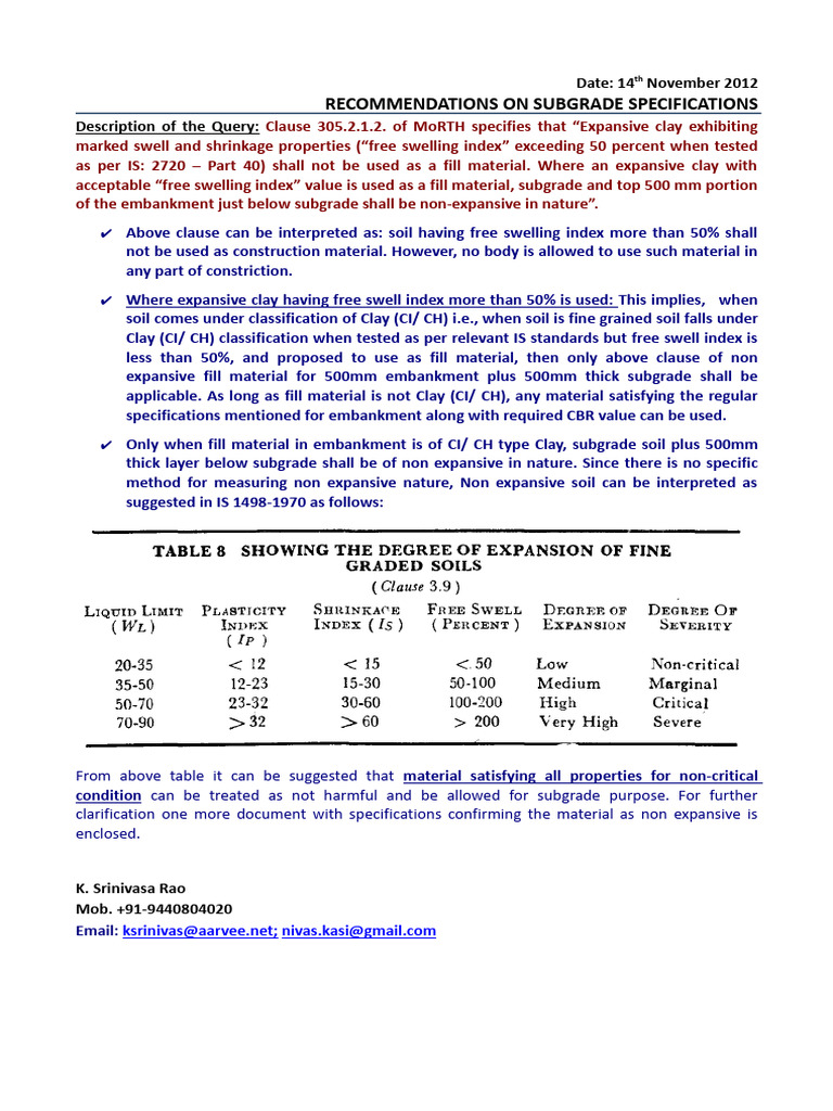 Subgrade Material Specifications Guidance | PDF