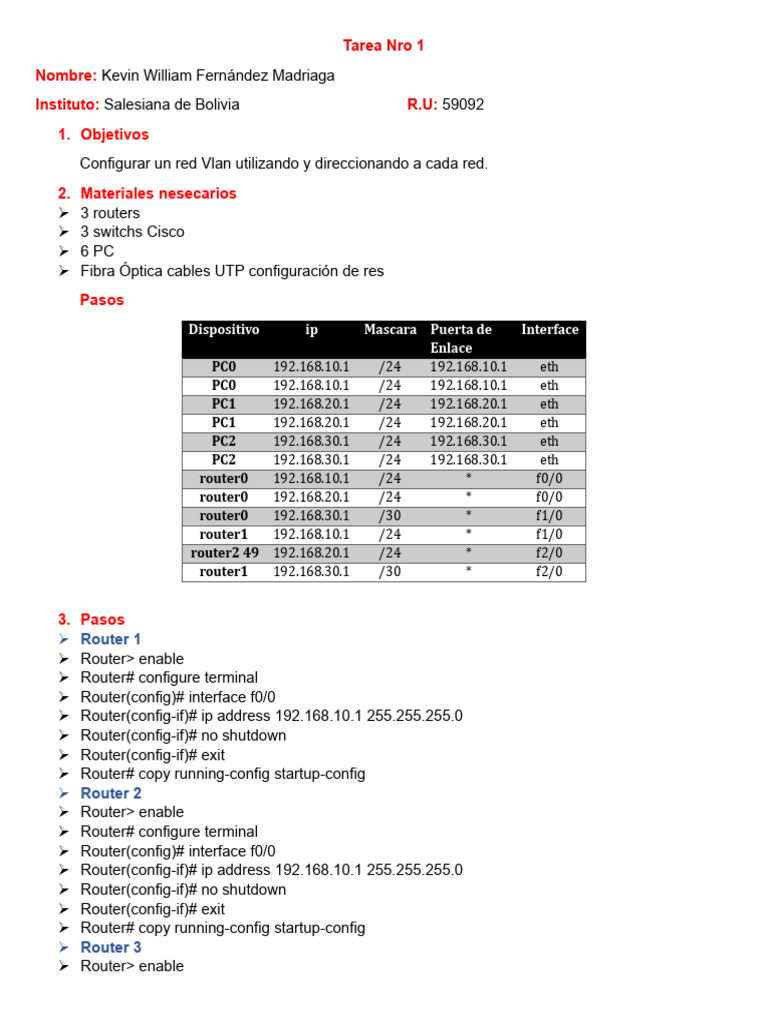 Tarea Nro 1 | PDF | Router (Computing) | Computer Engineering