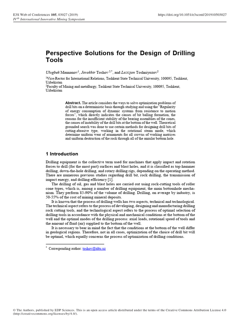 Perspective Solutions For The Design of Drilling T | PDF | Drilling Rig ...