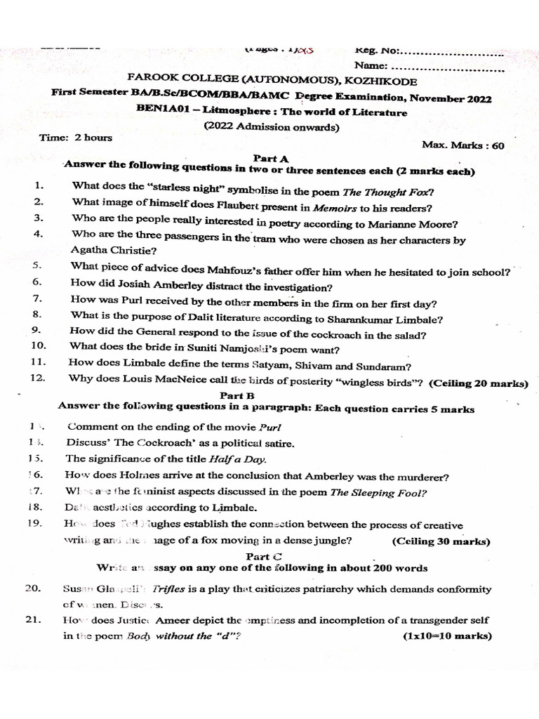 Litmosphere The World of Literature BA BSC BCOM BBA BAMC | PDF