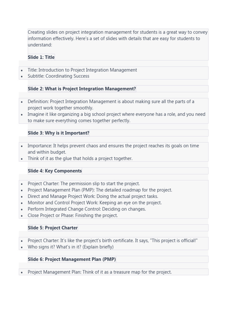 Project Integration Management Overview | PDF | Project Management ...