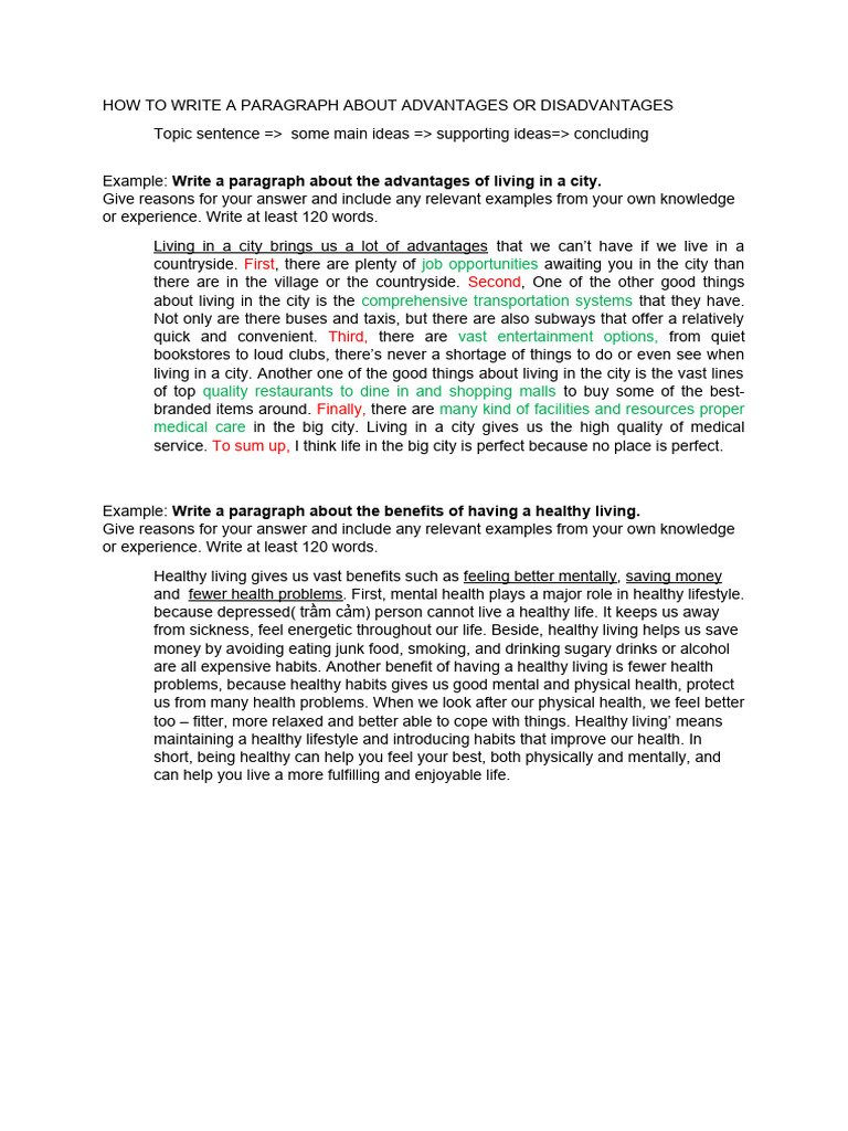 Writing Paragraphs on Pros and Cons | PDF | Health Care