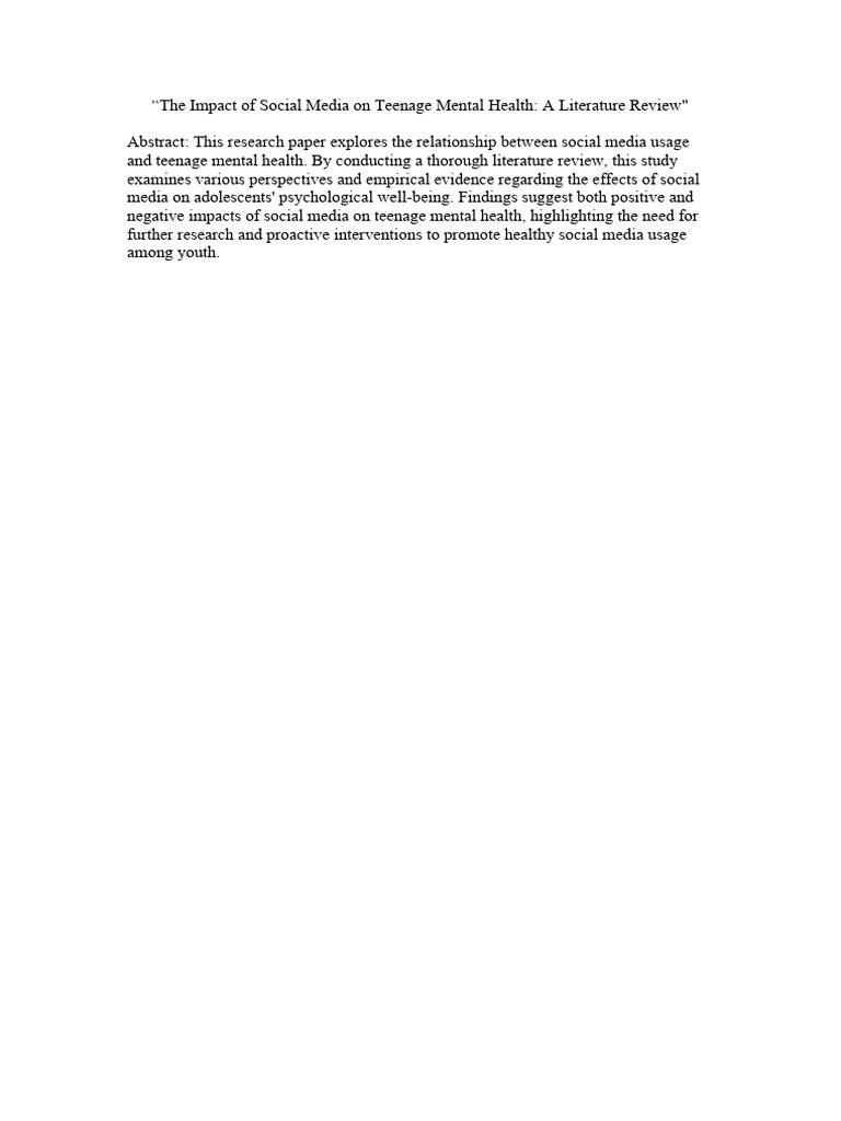 Teens, Social Media, and Mental Health | PDF