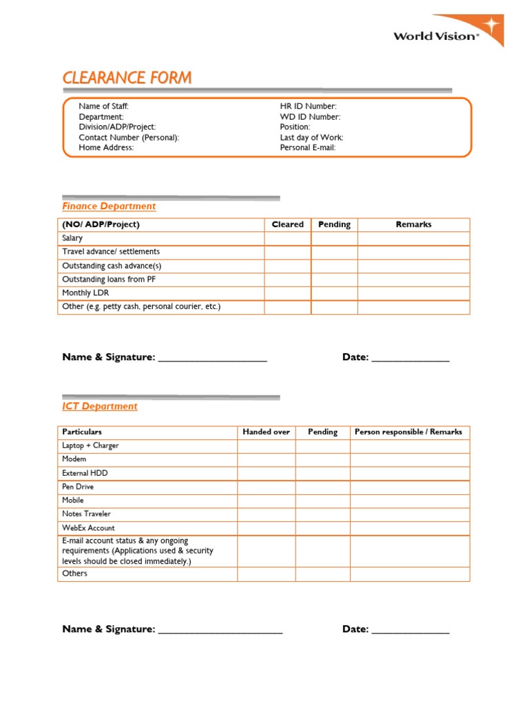Clearance Form | PDF