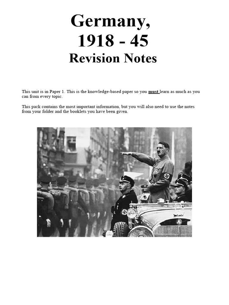 Germany Revision Booklet | Download Free PDF | Weimar Republic | Nazi ...